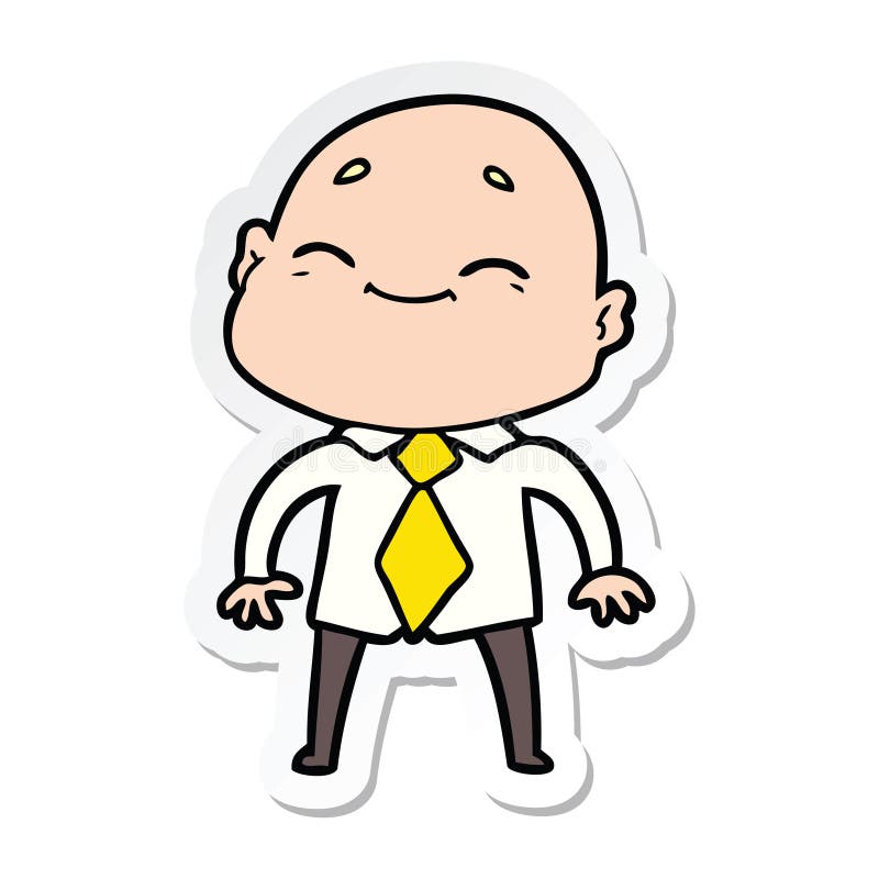 Sticker of a Happy Cartoon Bald Man Stock Vector - Illustration of ...