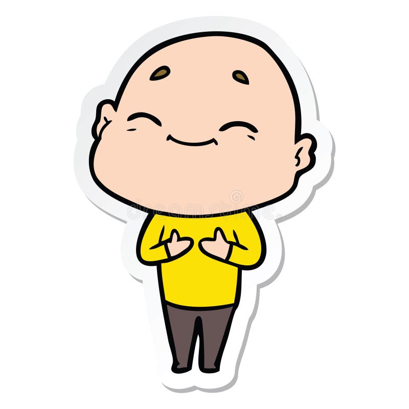 Sticker of a Happy Cartoon Bald Man Stock Vector - Illustration of ...
