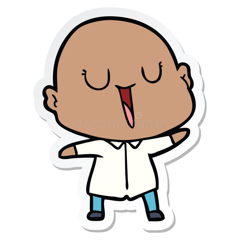 Sticker of a Happy Cartoon Bald Man Stock Vector - Illustration of ...