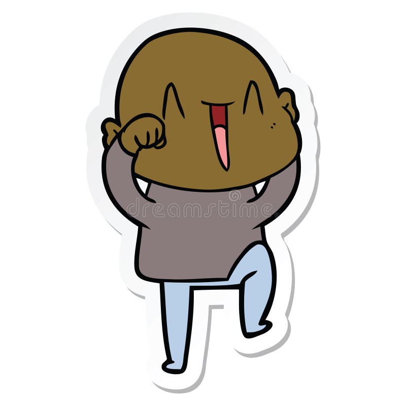 Sticker of a Happy Cartoon Bald Man Stock Vector - Illustration of ...