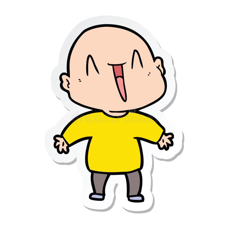 Sticker of a Happy Cartoon Bald Man Stock Vector - Illustration of bald ...