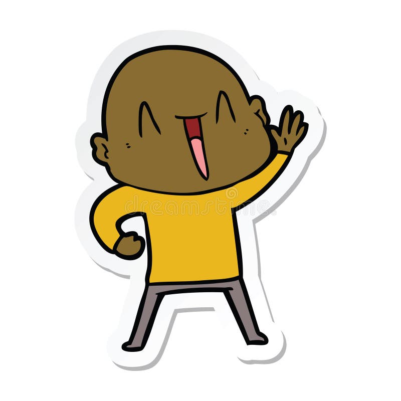 Sticker of a Happy Cartoon Bald Man Stock Vector - Illustration of ...