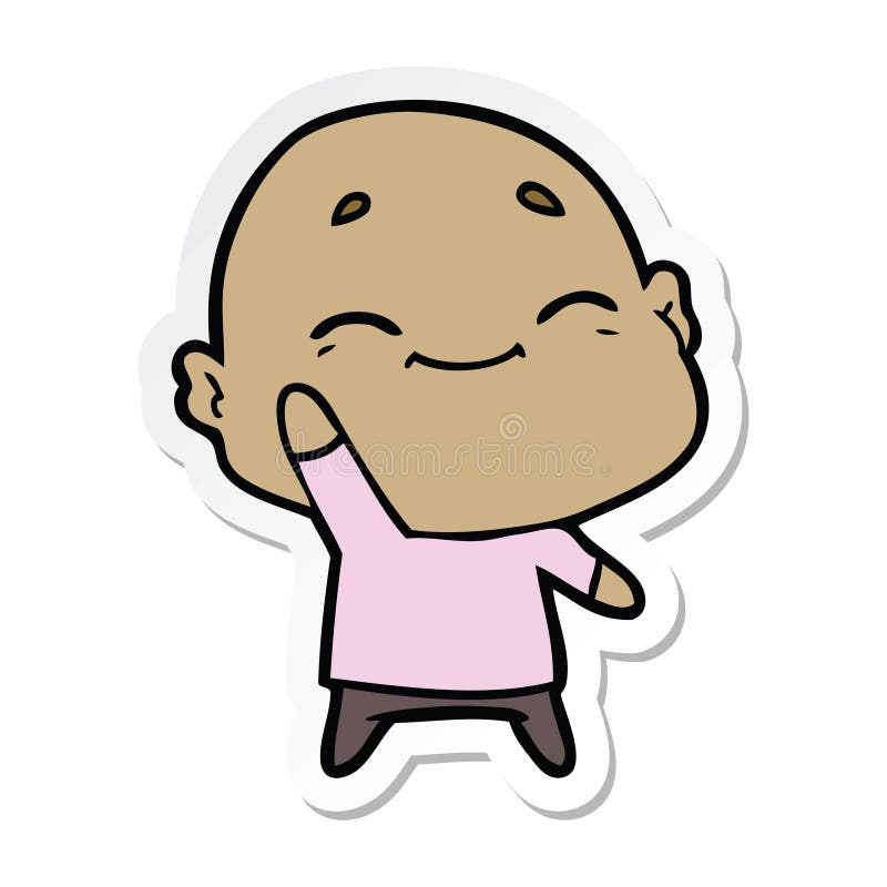 Sticker of a Happy Cartoon Bald Man Stock Vector - Illustration of ...