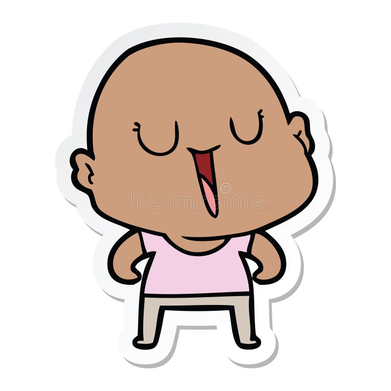 Sticker of a Happy Cartoon Bald Man Stock Vector - Illustration of ...