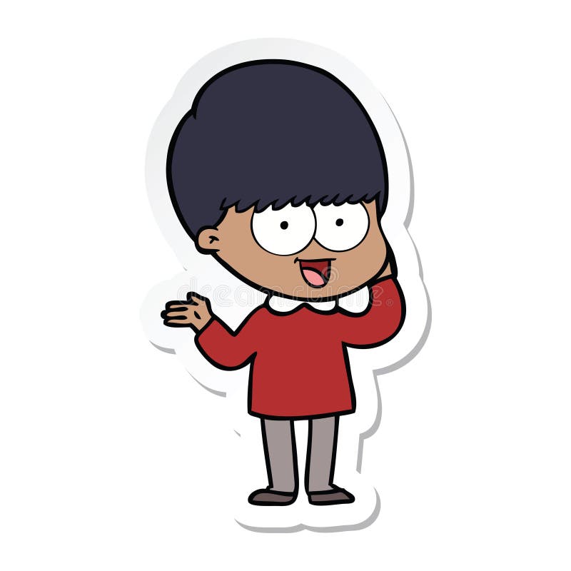 Sticker of a Happy Cartoon Boy Stock Vector - Illustration of smiling ...