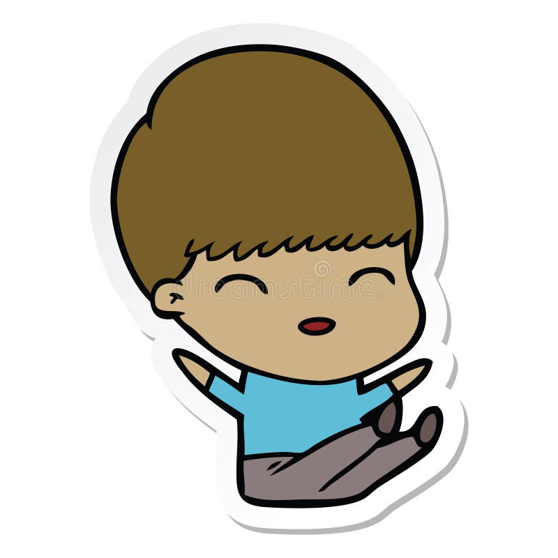 Sticker of a Happy Cartoon Boy Stock Vector - Illustration of sticker ...