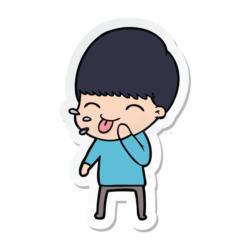 Sticker of a Happy Cartoon Boy Stock Vector - Illustration of stick ...