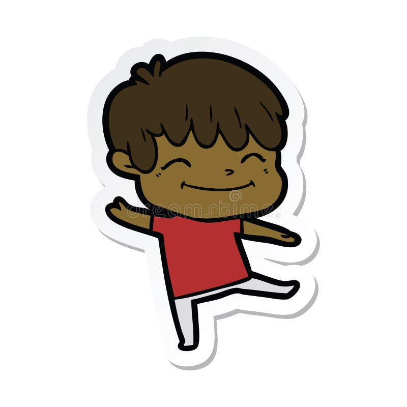 Sticker of a Happy Cartoon Boy Stock Vector - Illustration of cheerful ...