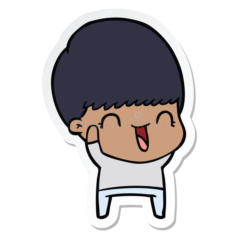 Sticker of a Happy Cartoon Boy Stock Vector - Illustration of retro ...