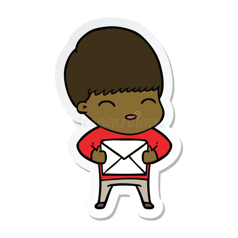 Sticker of a Happy Cartoon Boy Stock Vector - Illustration of decal ...