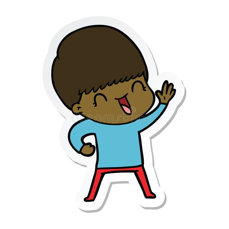 Sticker of a Happy Cartoon Boy Stock Vector - Illustration of cartoon ...