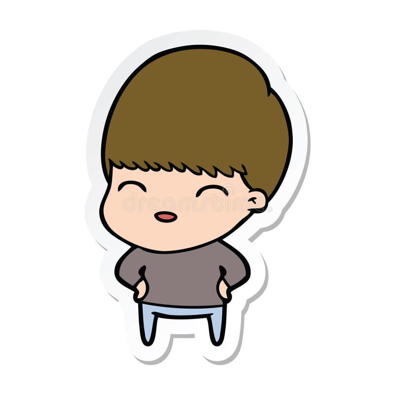 Sticker of a Happy Cartoon Boy Stock Vector - Illustration of character ...