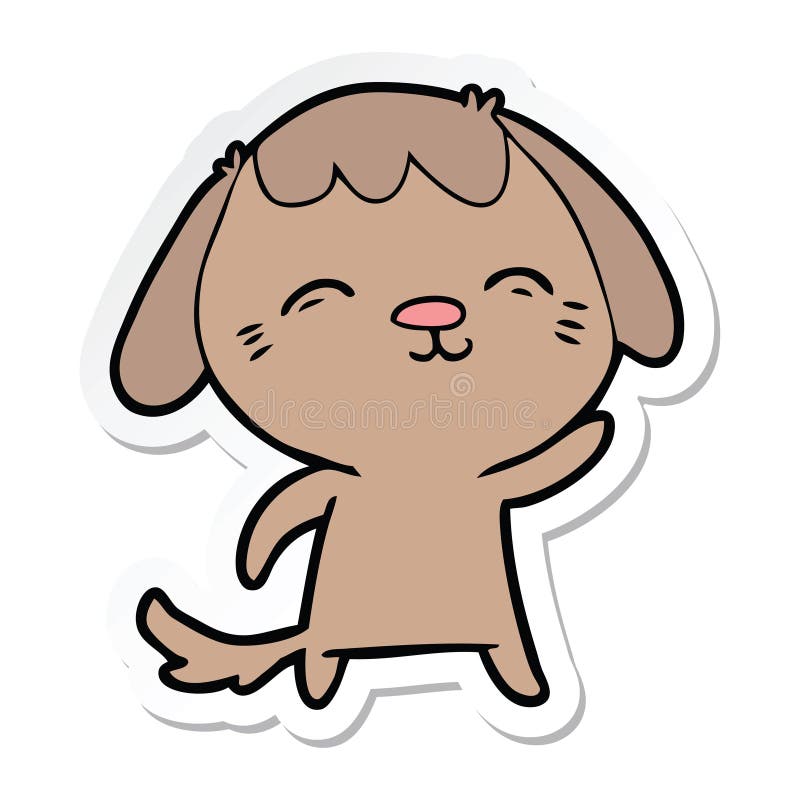 Sticker of a Happy Cartoon Dog Stock Vector - Illustration of sticker ...