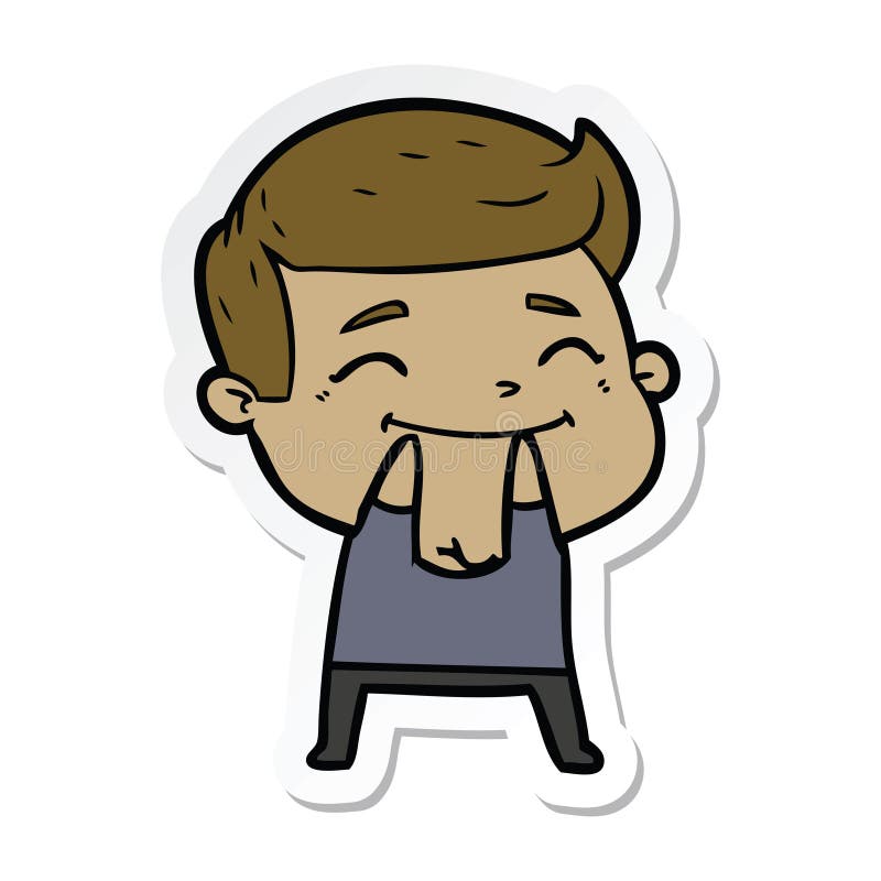 Sticker of a Happy Cartoon Man Stock Vector - Illustration of smug ...