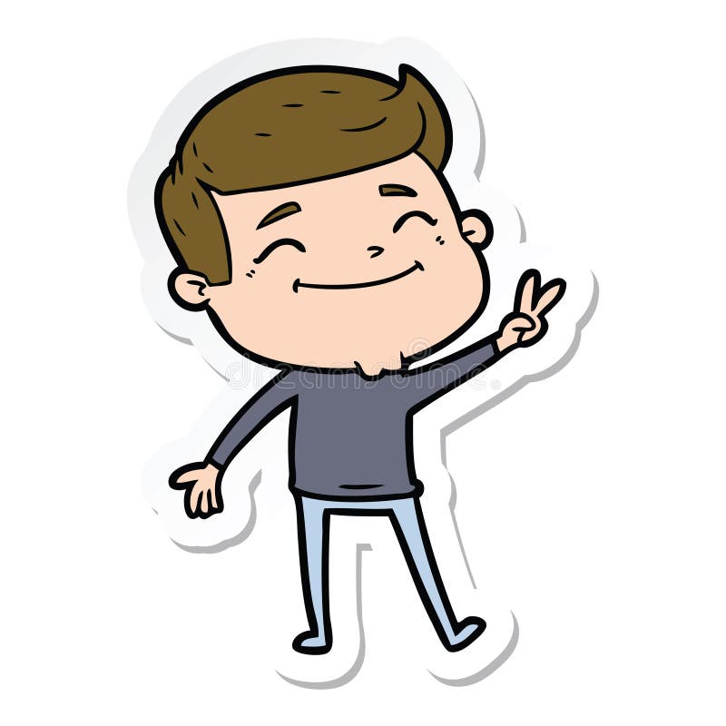 Sticker of a Happy Cartoon Man Stock Vector - Illustration of hand ...
