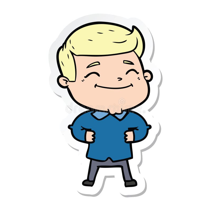 Sticker of a Happy Cartoon Man Stock Vector - Illustration of drawn ...