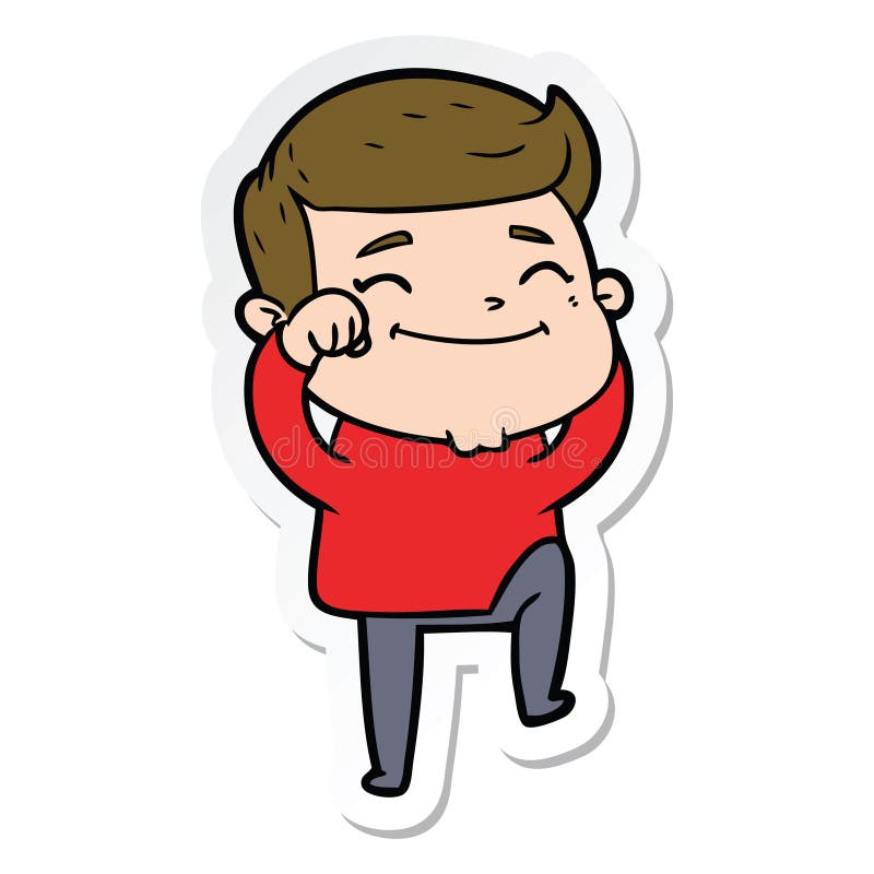 Sticker of a Happy Cartoon Man Stock Vector - Illustration of drawn ...