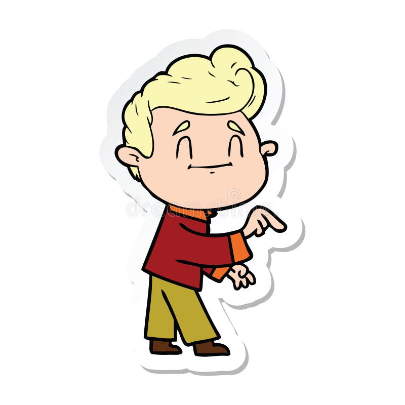 Sticker of a Happy Cartoon Man Making Point Stock Vector - Illustration ...