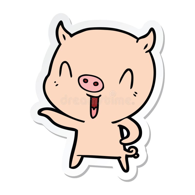 Sticker of a Happy Cartoon Pig Stock Vector - Illustration of stick ...