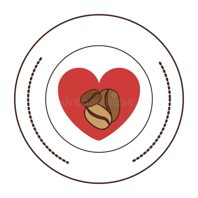 Sticker with Heart Inside Coffee Beans in Different Sizes Stock ...