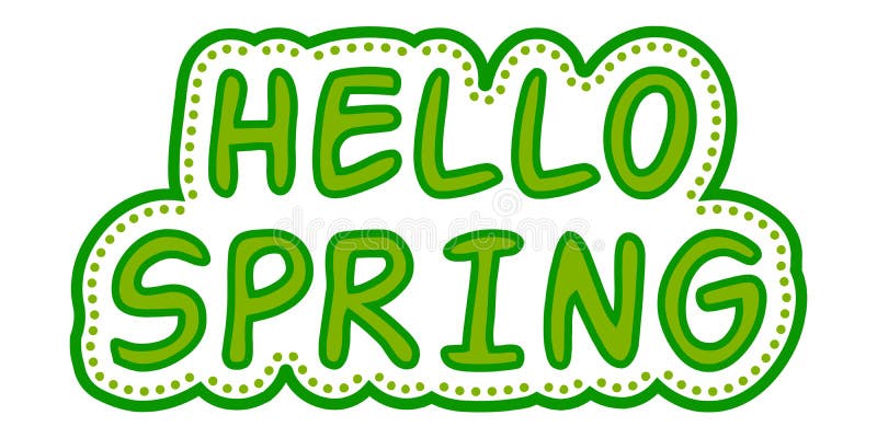 Sticker Hello Spring Green Style Stock Vector - Illustration of ...