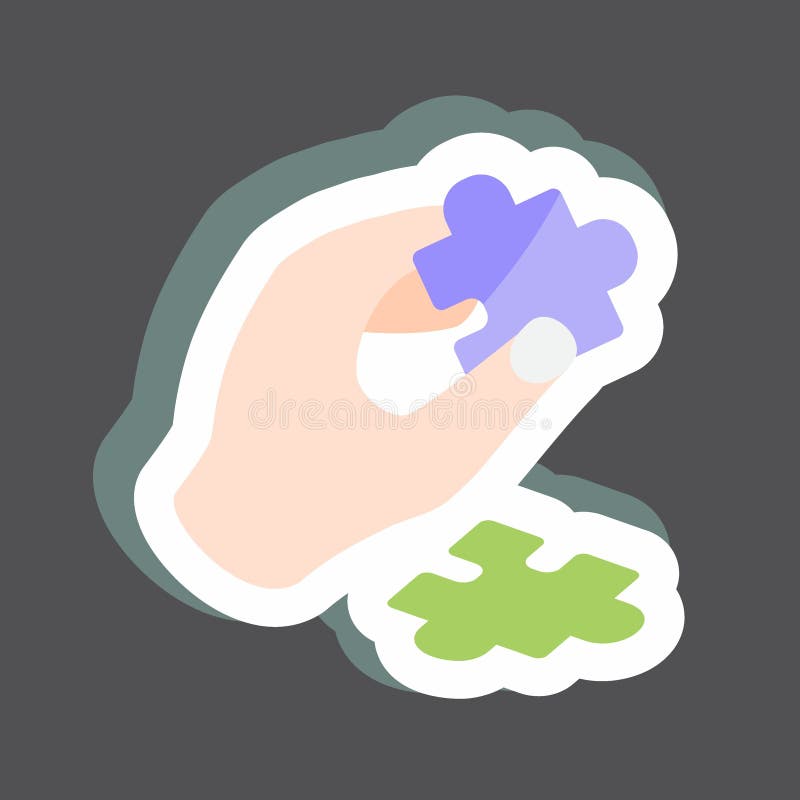 Sticker Holding Puzzle Piece. Suitable for Hand Actions Symbol. Simple ...