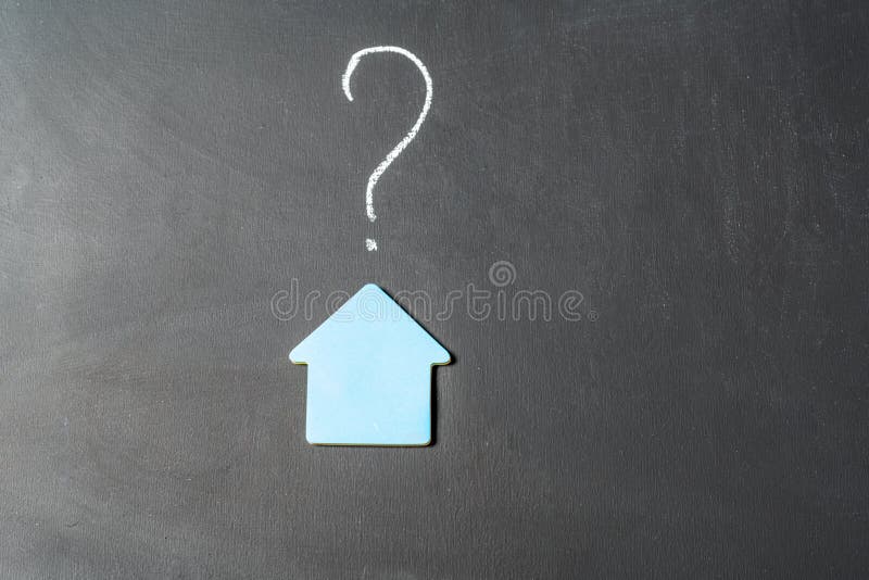Sticker House and Question Mark on Chalkboard Stock Image - Image of ...