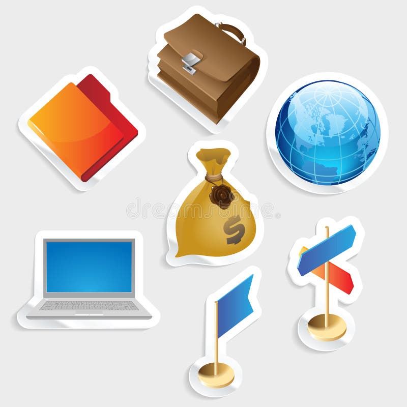 Sticker Icon Set for Business Stock Vector - Illustration of cash ...