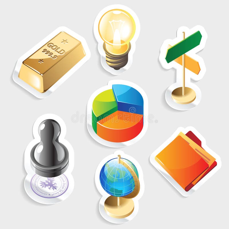 Sticker Icon Set for Business and Money Stock Vector - Illustration of ...