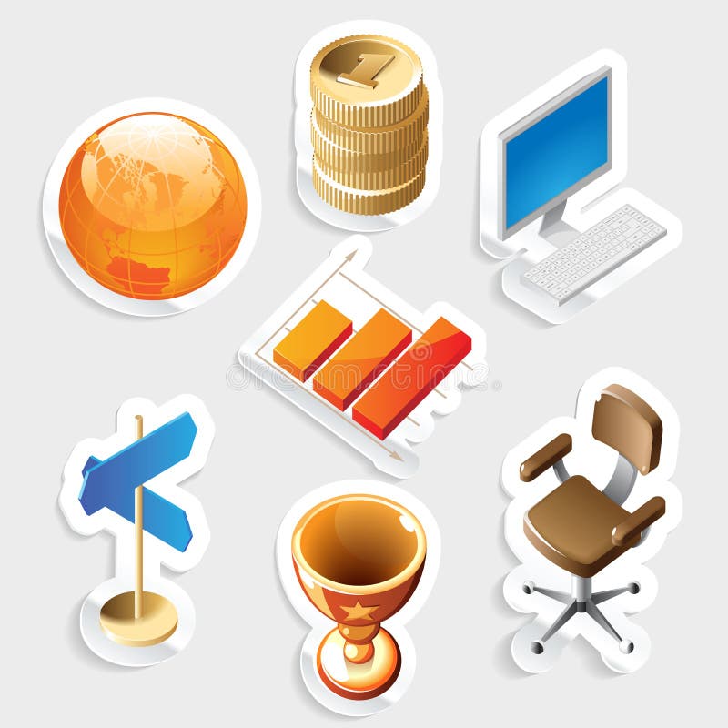 Sticker Icon Set for Business and Money Stock Vector - Illustration of ...
