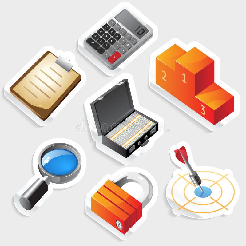 Sticker Icon Set for Business and Money Stock Vector - Illustration of ...