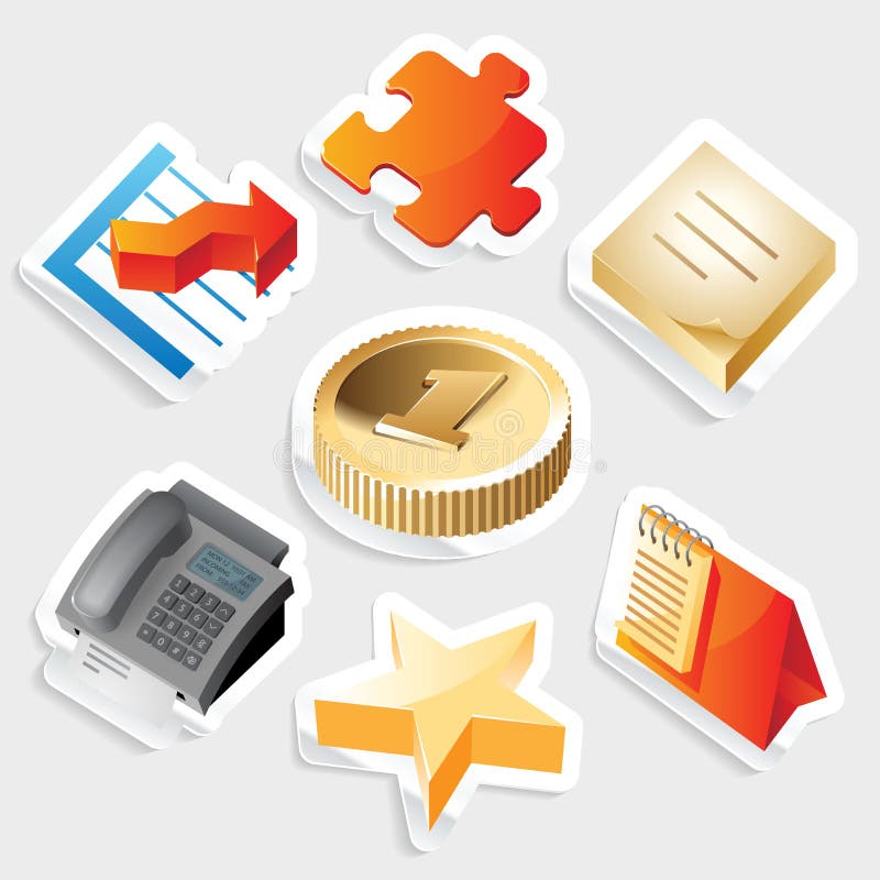 Sticker Icon Set for Business Symbols Stock Vector - Illustration of ...