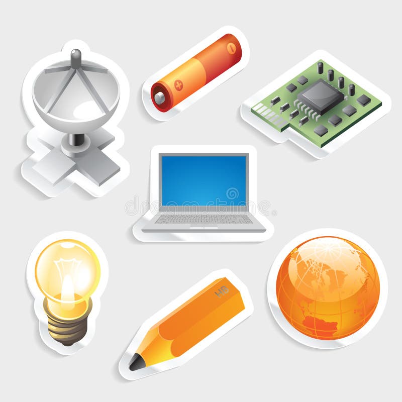 Sticker Icon Set for Industry and Technology Stock Vector ...