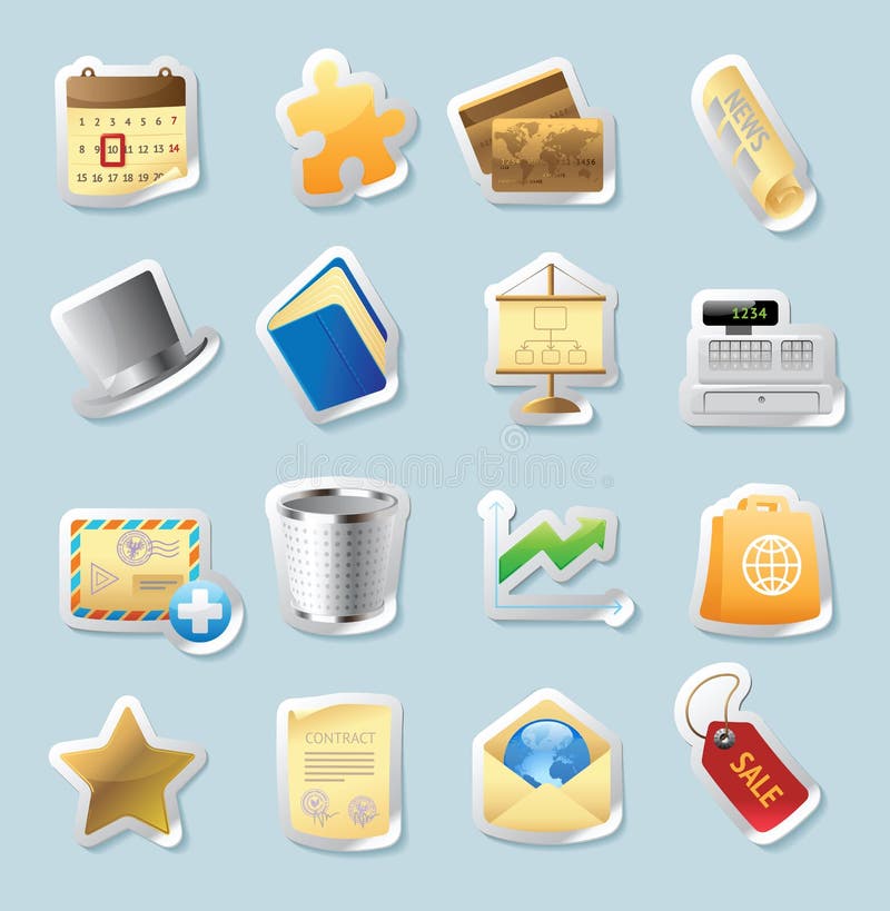 Sticker Icons for Business and Finance Stock Vector - Illustration of ...