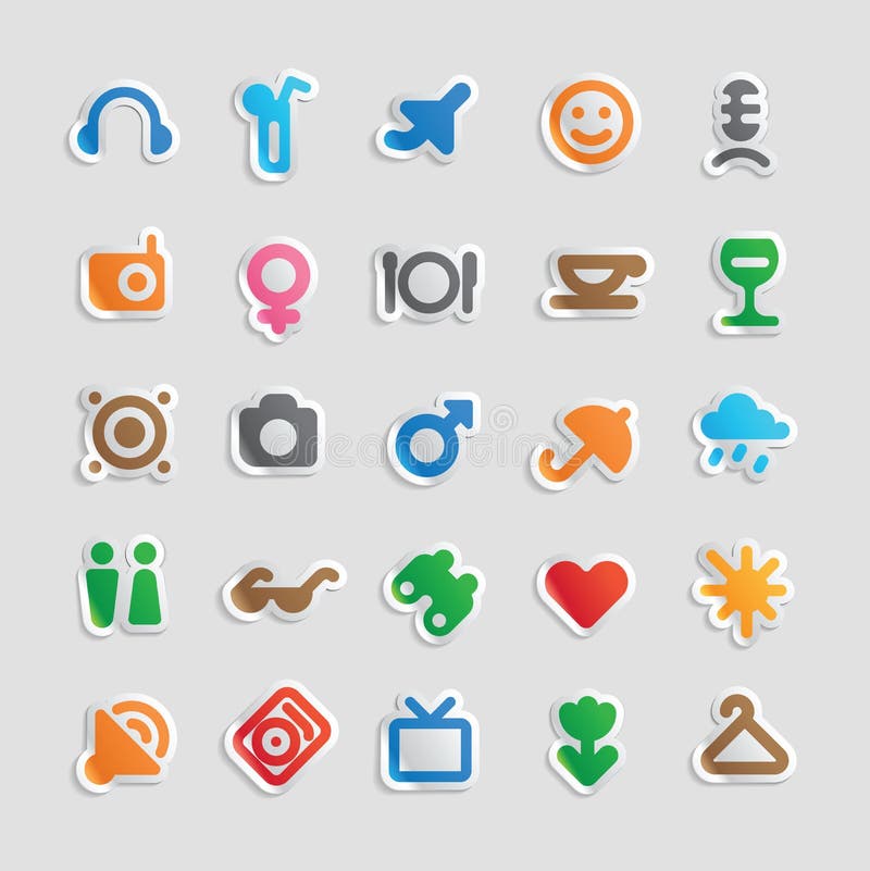 Sticker Icons for Signs and Interface Stock Vector - Illustration of ...