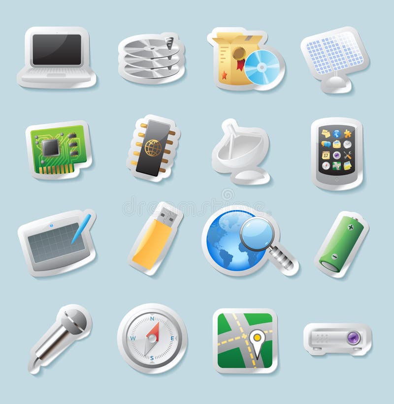 Sticker Icons for Technology and Devices Stock Vector - Illustration of ...