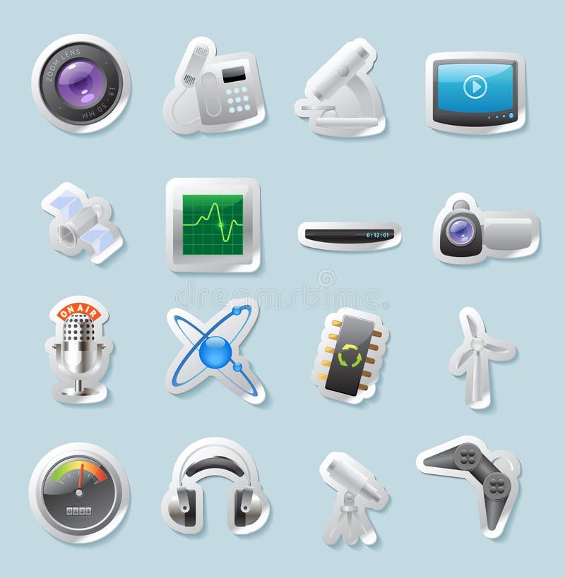 Sticker Icons for Technology and Devices Stock Vector - Illustration of ...