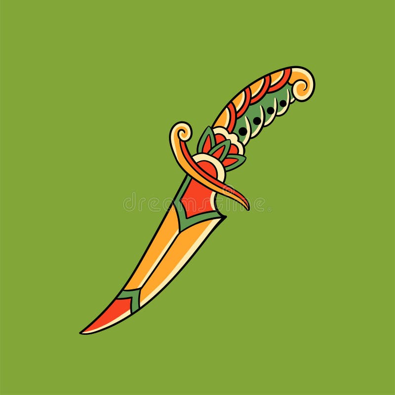 Traditional Dagger Tattoo Outline