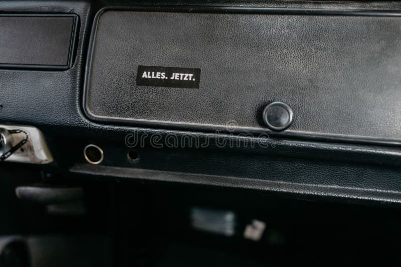 Sticker Inside a Car Window Stock Image - Image of language, window ...