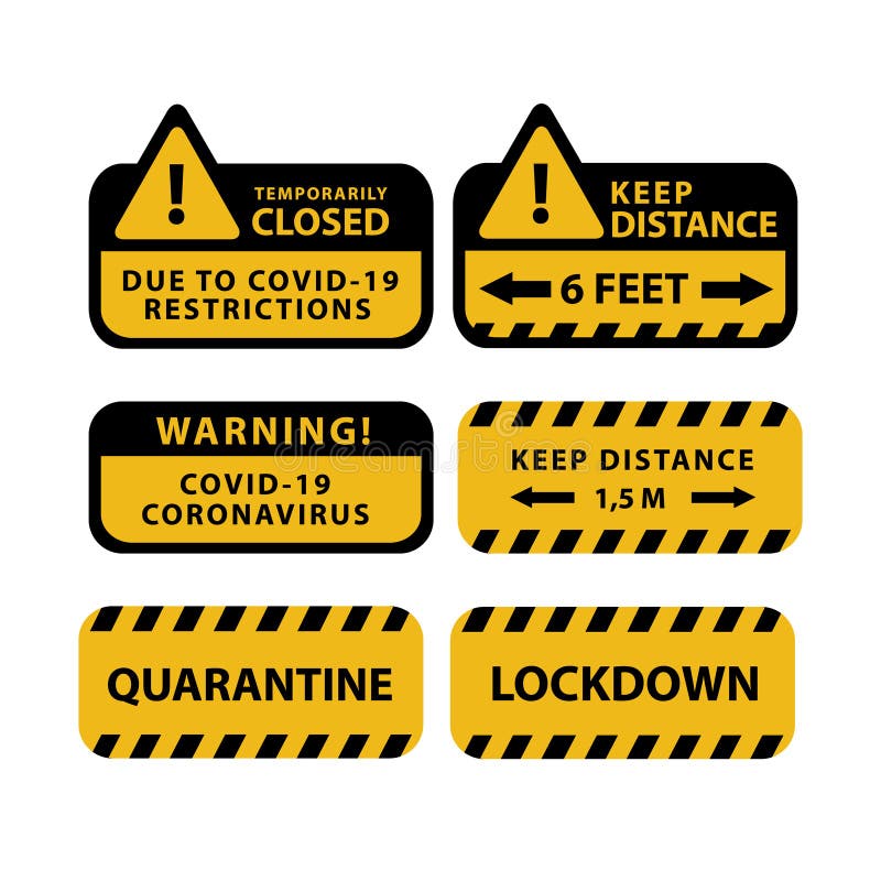Sticker and Label Design Vector Quarantine Covid 19 Collection Isolated ...