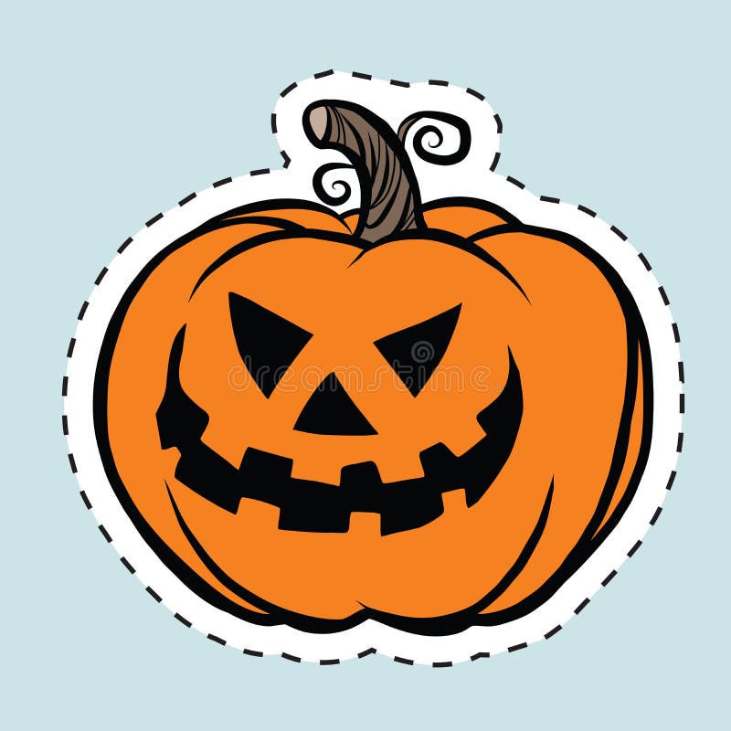 Sticker Label Evil Halloween Pumpkin Stock Vector - Illustration of ...