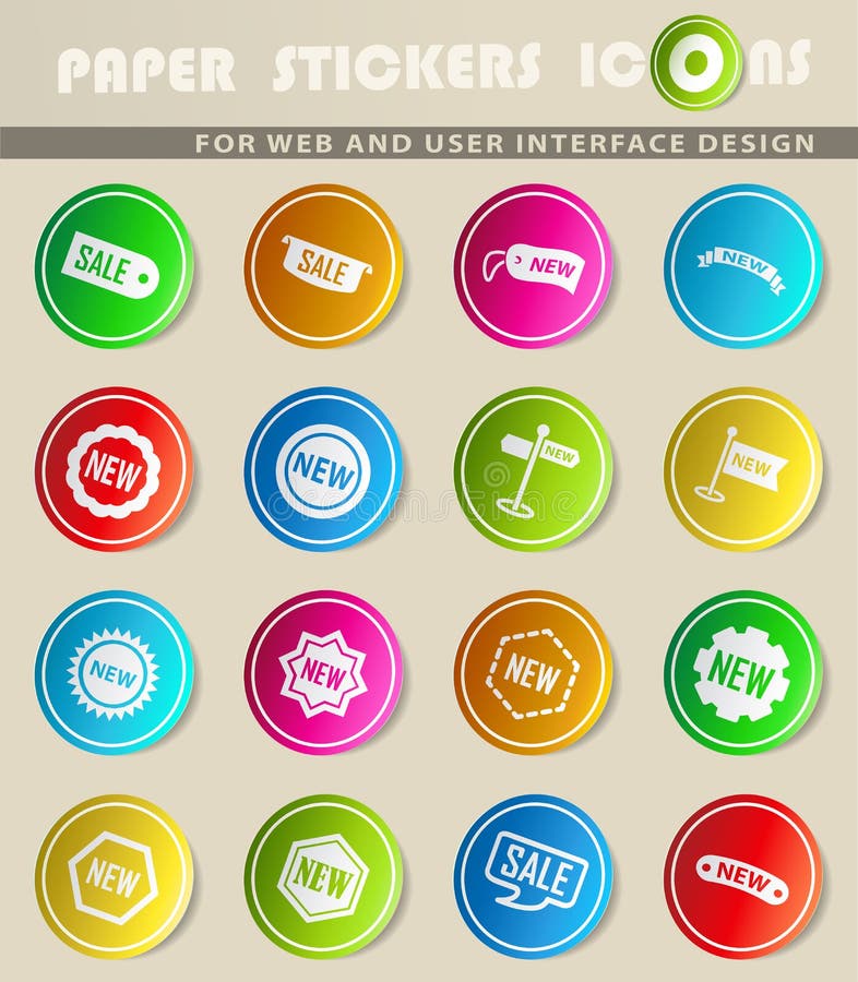 Sticker and label icon set stock illustration. Illustration of angle ...