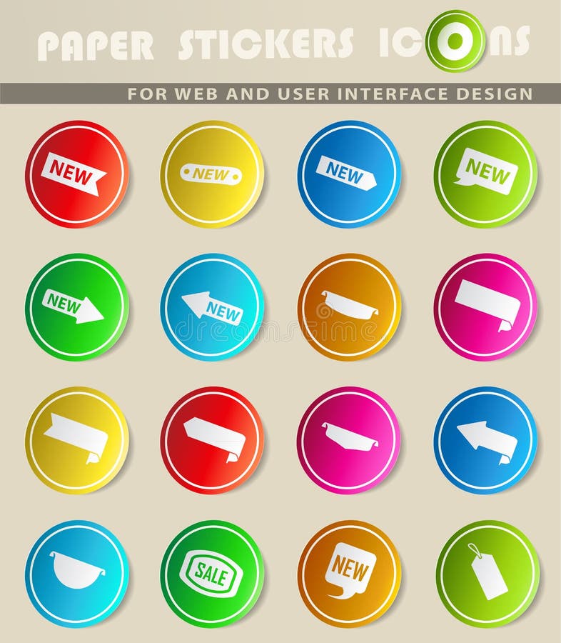 Sticker and label icon set stock illustration. Illustration of emblem ...