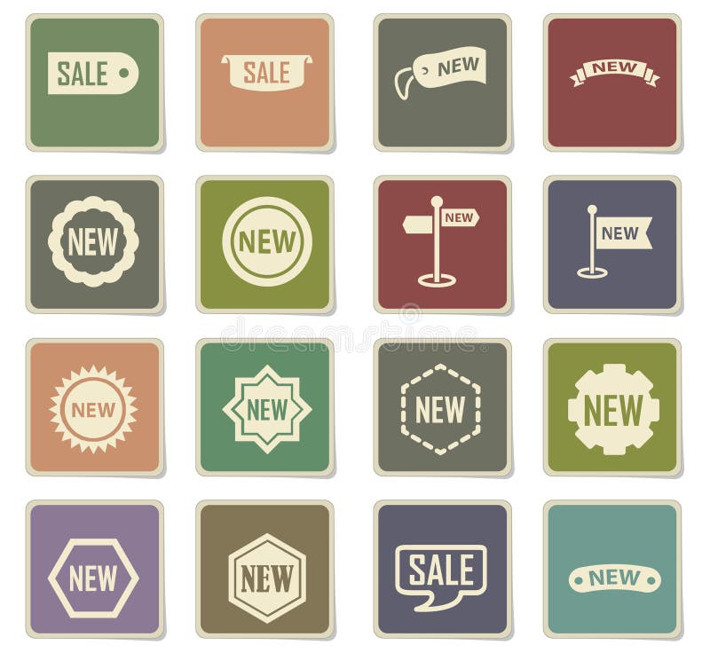 Sticker and label icon set stock illustration. Illustration of arrow ...