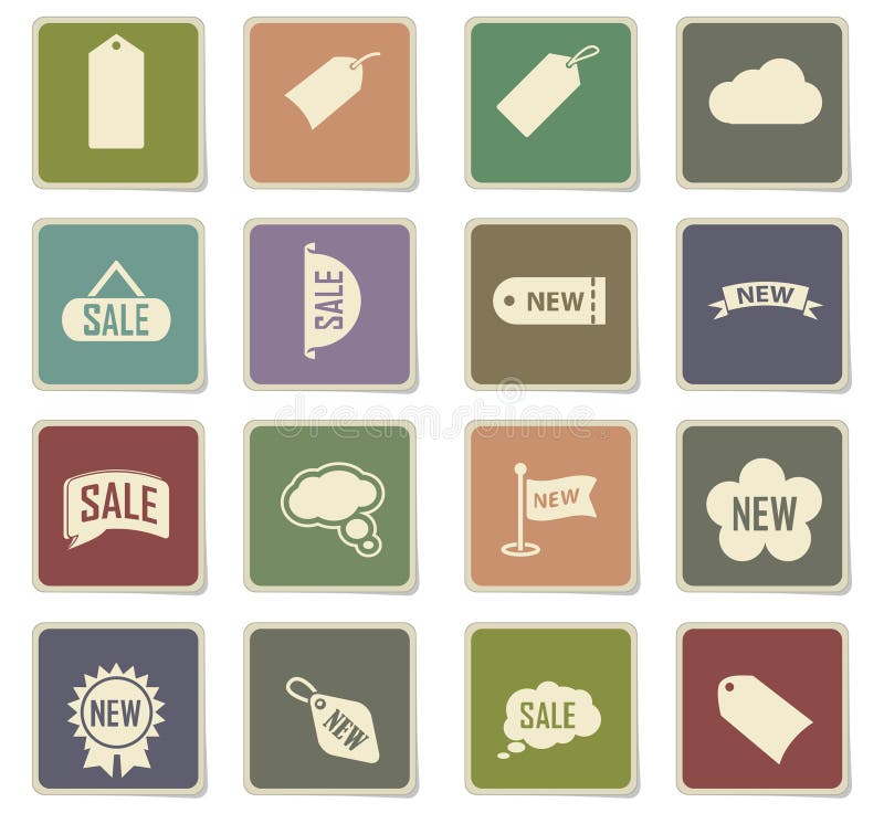 Sticker and label icon set stock illustration. Illustration of button ...