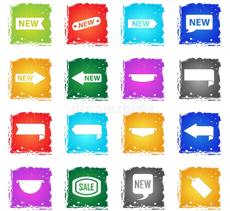 Sticker and label icon set stock illustration. Illustration of icon ...