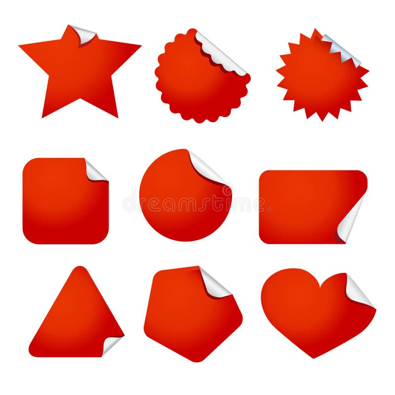 Sticker Label Set. Red Sticky on White Stock Vector - Illustration of ...