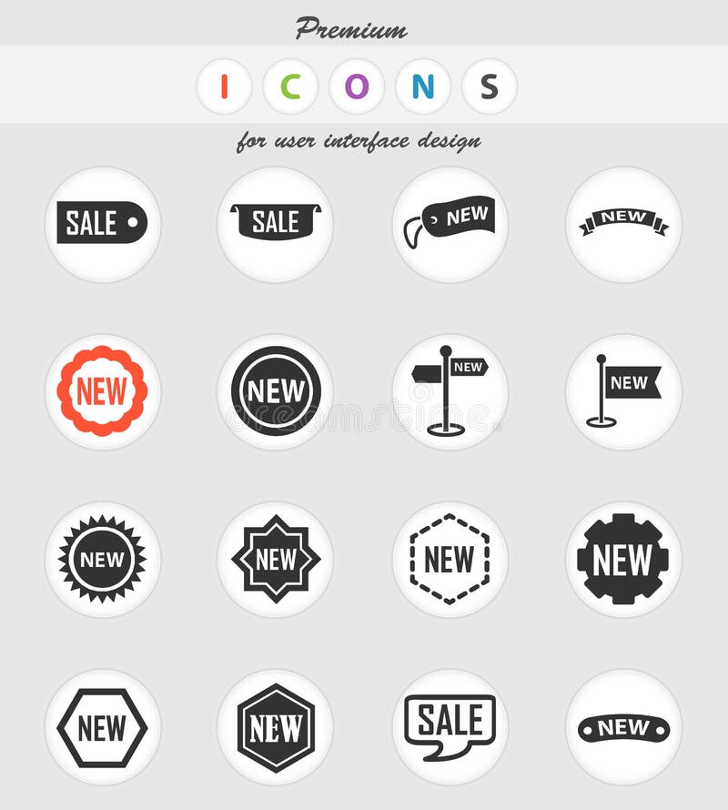 Sticker and label icon set stock vector. Illustration of business ...