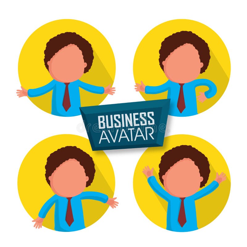 Sticker or Label of Young Businessman Avatar. Stock Illustration ...