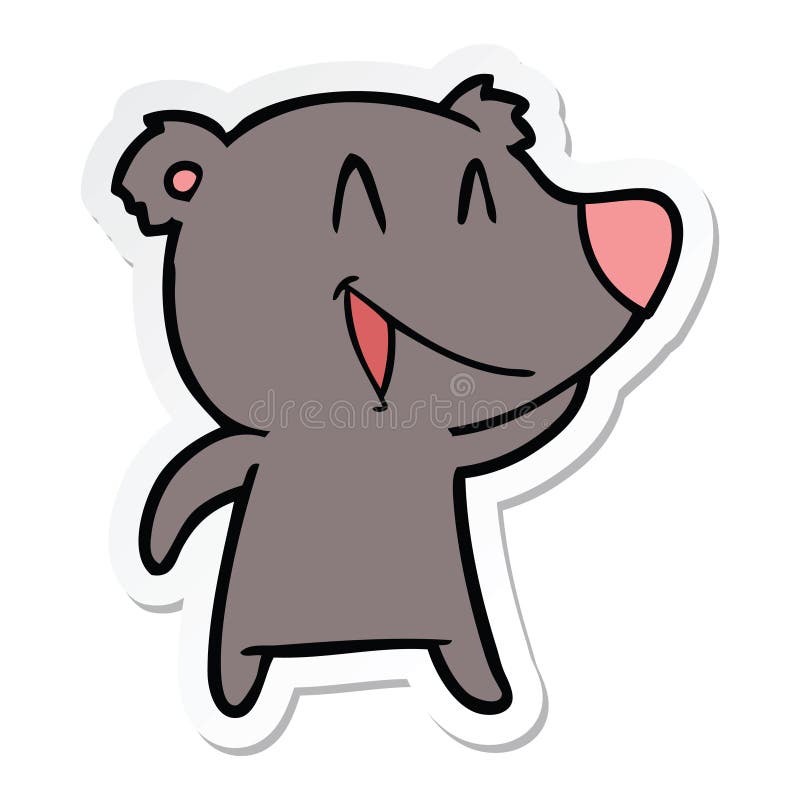 Sticker of a Laughing Bear Cartoon Stock Vector - Illustration of drawn ...